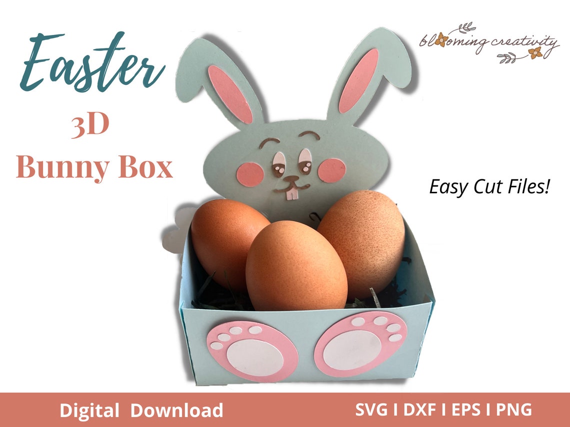 Easter Bunny Box Svg, Gift Box Svg, Box Svg, 3D Box Svg, Box Template ...