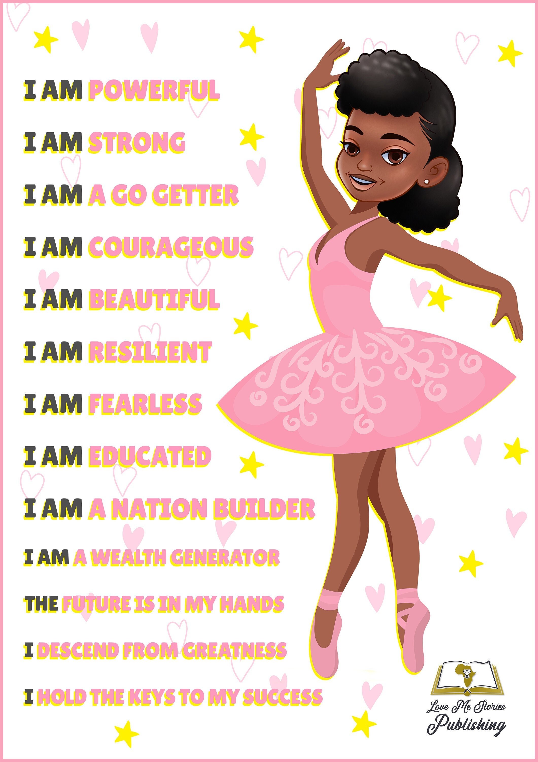Girls Affirmation Pink Print Poster | Positive Inspirational Room Wall ...