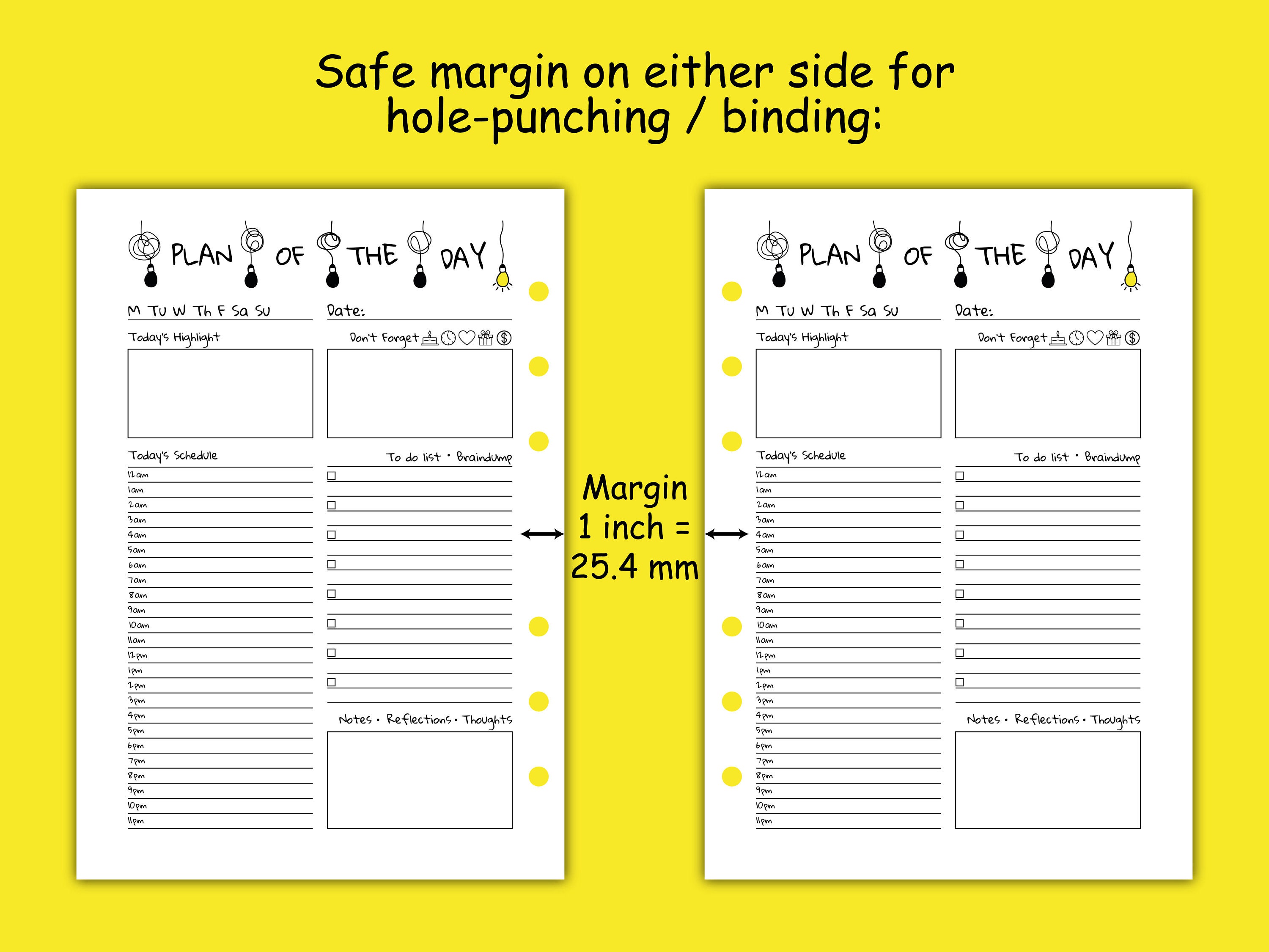 24 Hours Daily Planner Printable ' Hourly A4 Prints ' AM PM Planner ...