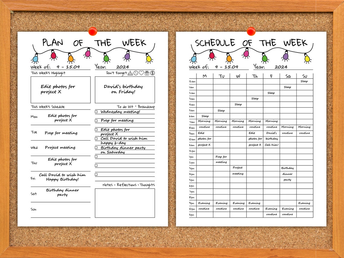 Hourly Weekly Planner & Schedule Printable A4 A5 Letter Half ' Undated ...