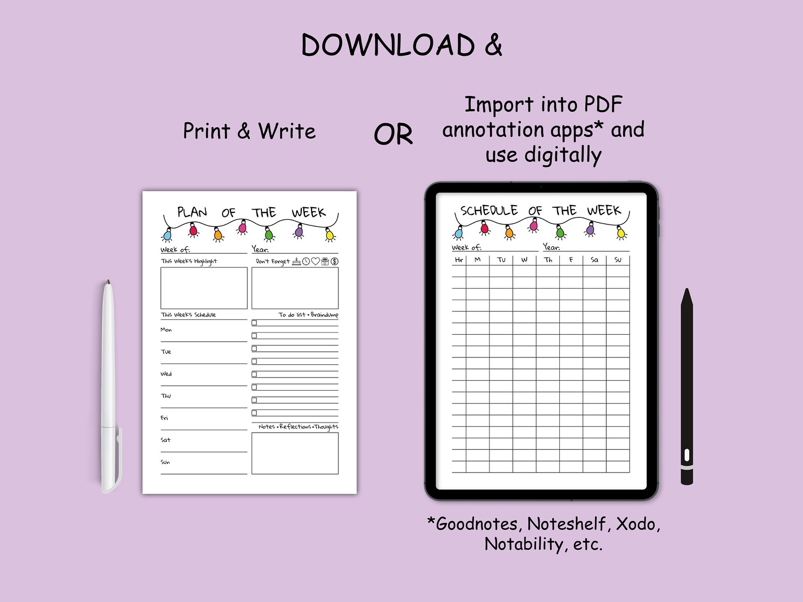 Weekly WFH Planner & Schedule Printable A5 ' Remote Worker Undated ...