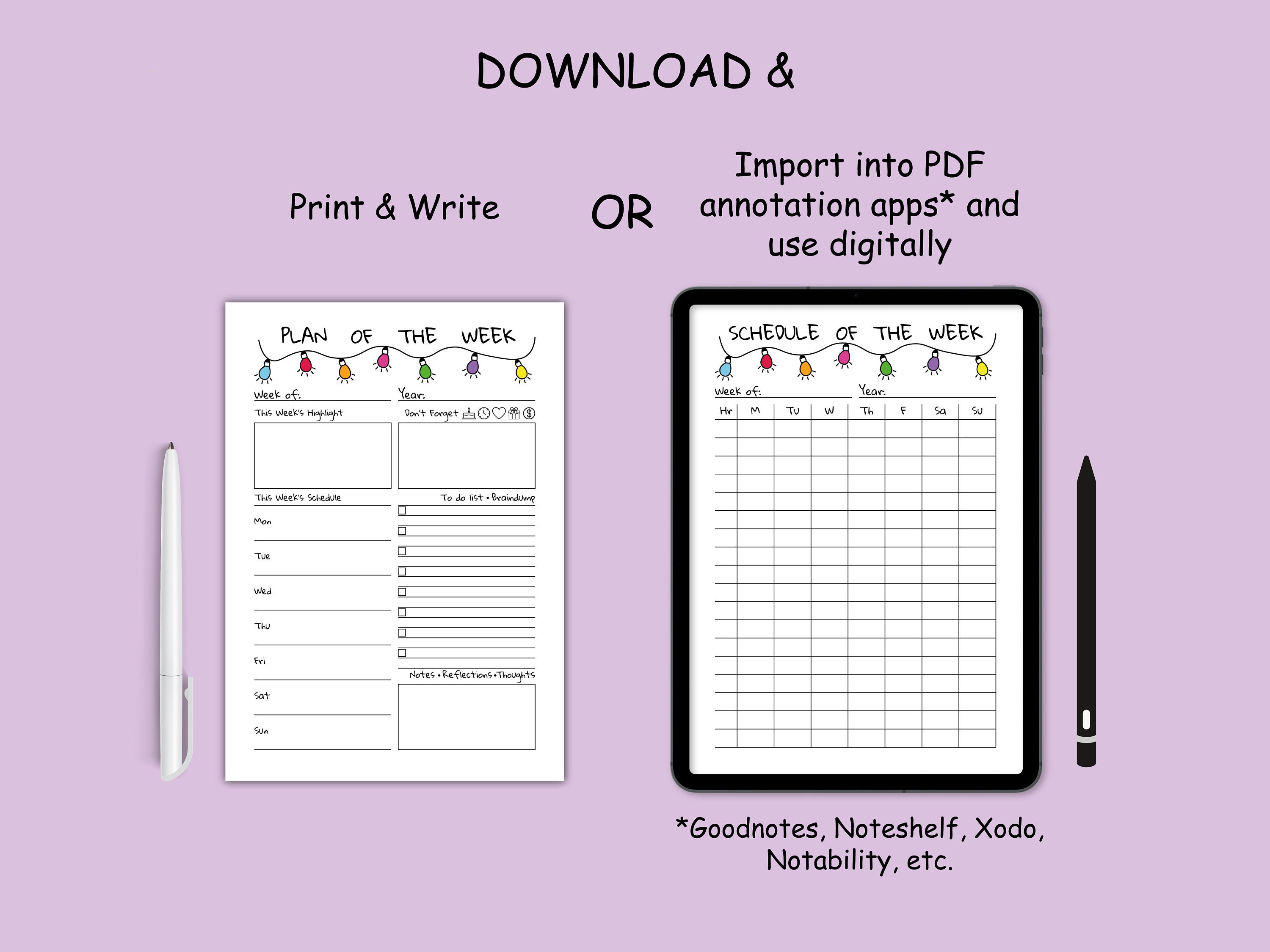 Weekly WFH Planner & Schedule Printable A5 ' Remote Worker Undated ...