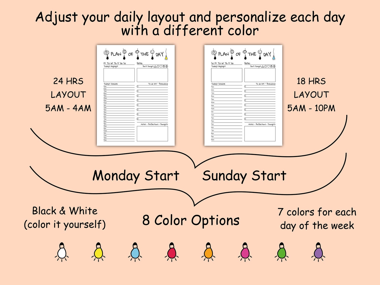 5AM Daily Planner Printable A4 A5 Letter Half, Hourly Tabs, 6 Ring ...