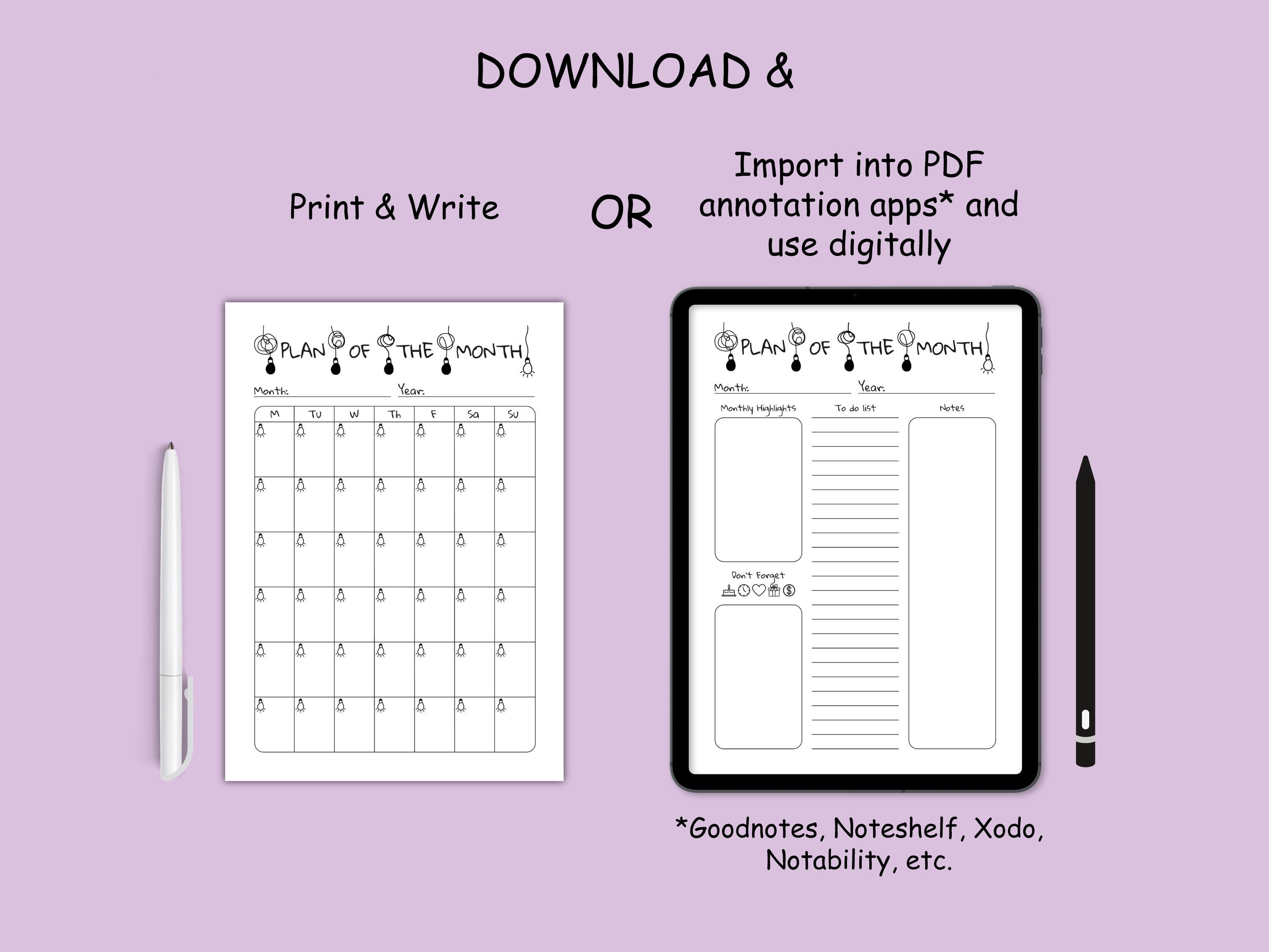 Monthly Planner Printable A5, Undated Overview Month, Visual to Do List ...