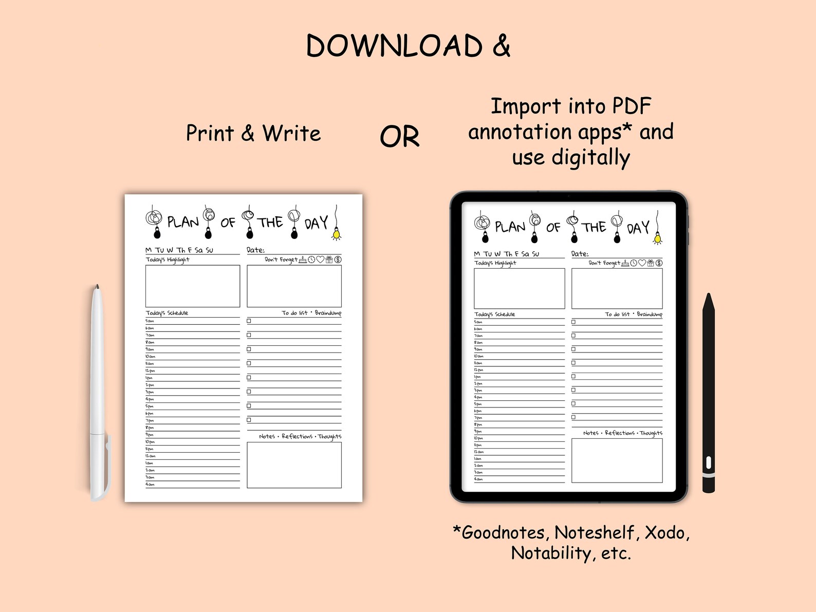 5AM Daily Planner Printable A4 A5 Letter Half, Hourly Tabs, 6 Ring ...
