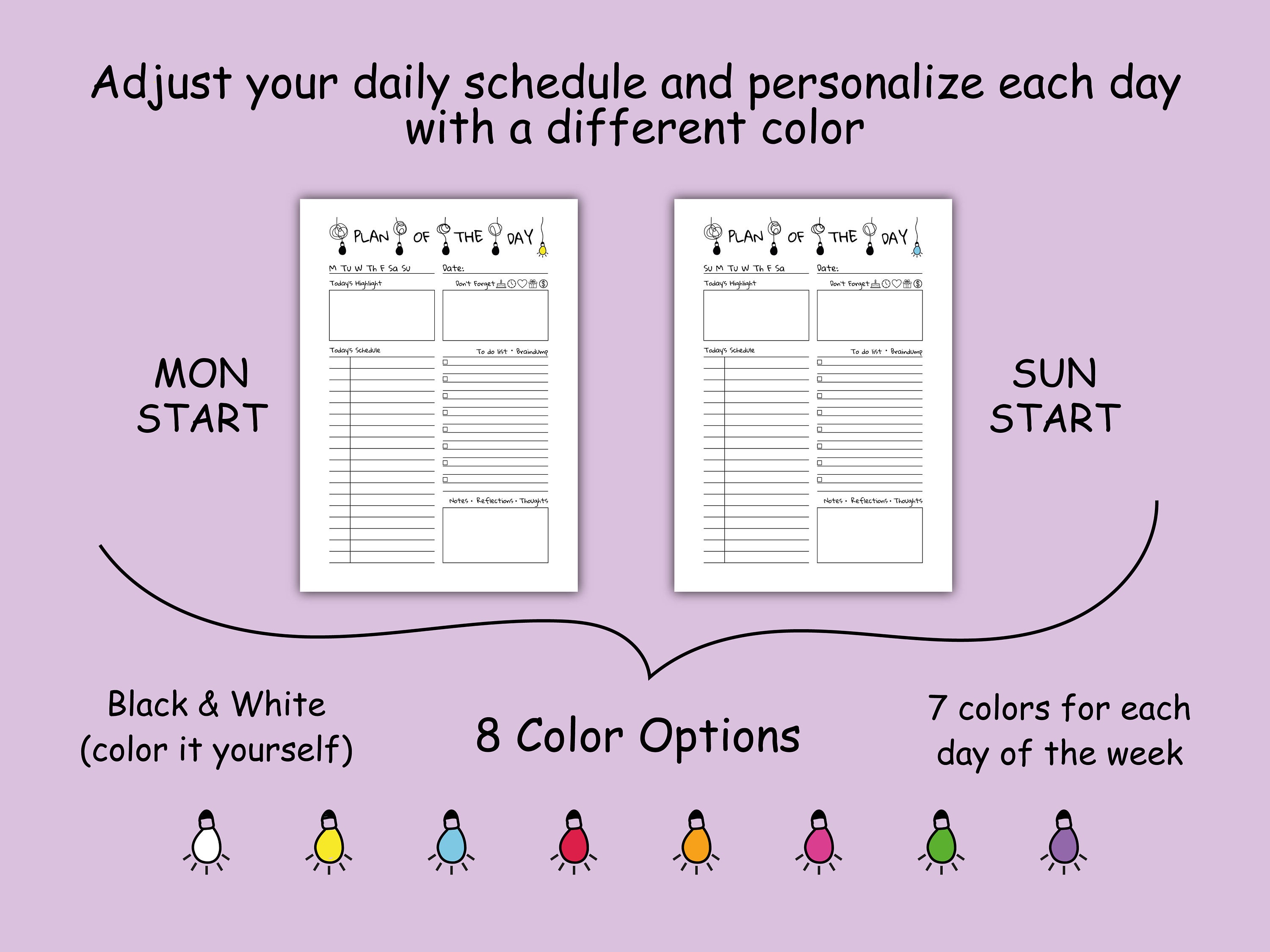 WFH Planner Daily Printable A5 - Visual Schedule 6 Ring Planners - Time ...