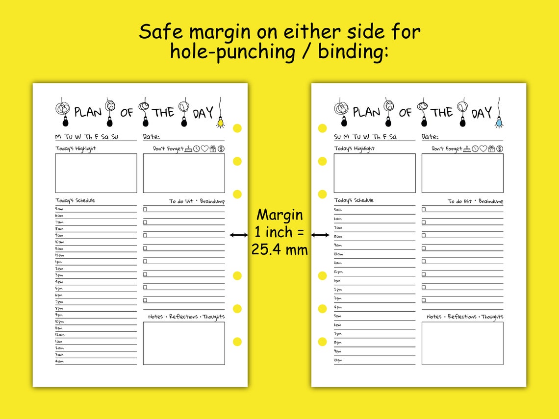 5AM Daily Planner Printable A4, Hourly Printable Planner Tabs, Six Ring ...