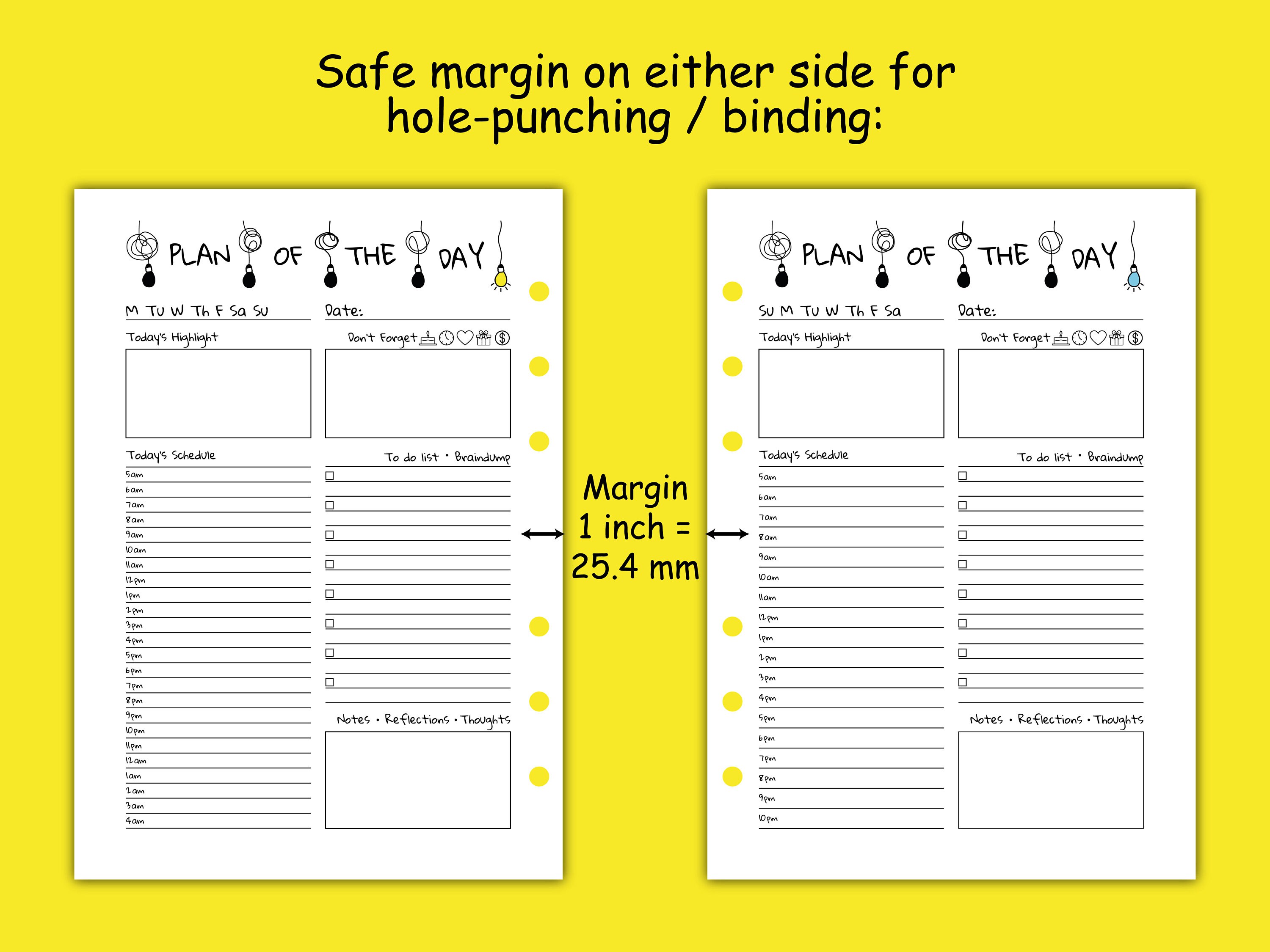 5AM Daily Planner Printable A4, Hourly Printable Planner Tabs, Six Ring ...