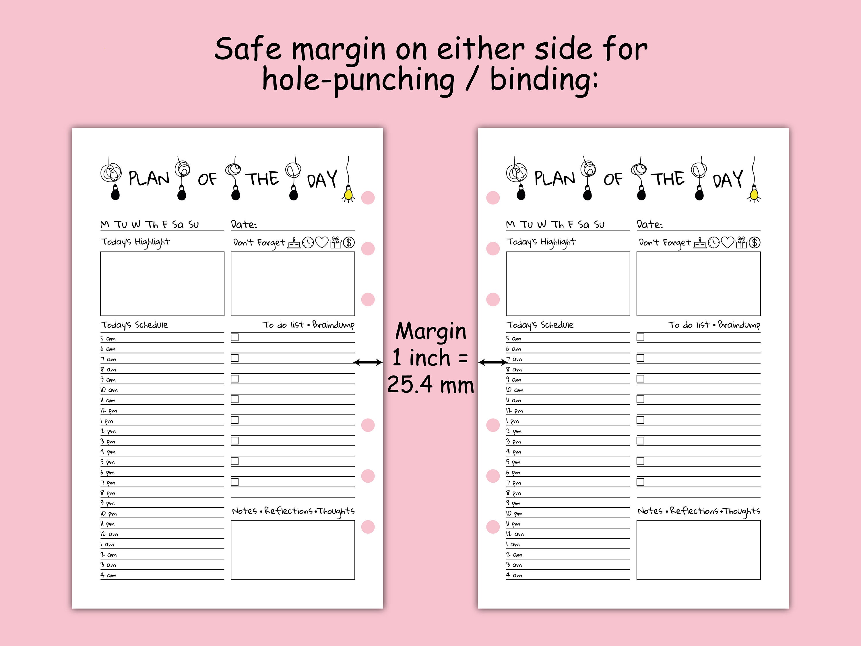 5AM Daily Planner Printable Half Letter, Hourly Printable Tabs, 6 Ring ...