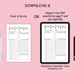 WFH Planner Daily Printable Half Letter - Visual Schedule Inserts - 6 ...