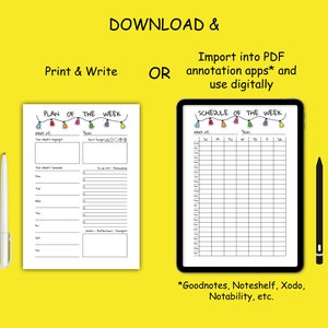 Hourly Weekly Planner & Schedule Printable A4 ' Undated Tabs ' Visual ...