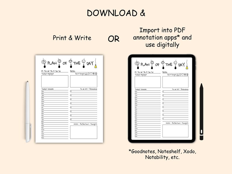 5AM Daily Planner Printable US Letter Hourly Printable - Etsy