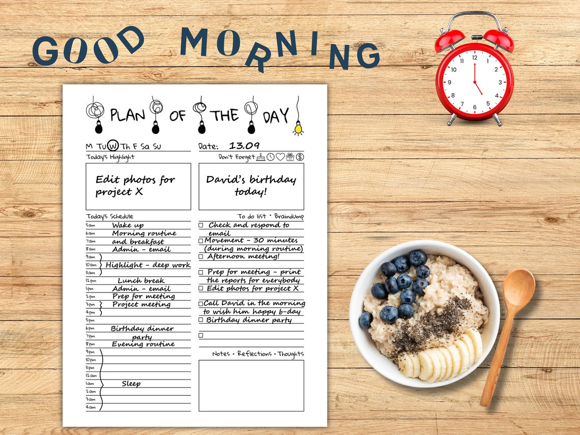 5AM Daily Planner Printable US Letter Hourly Printable - Etsy