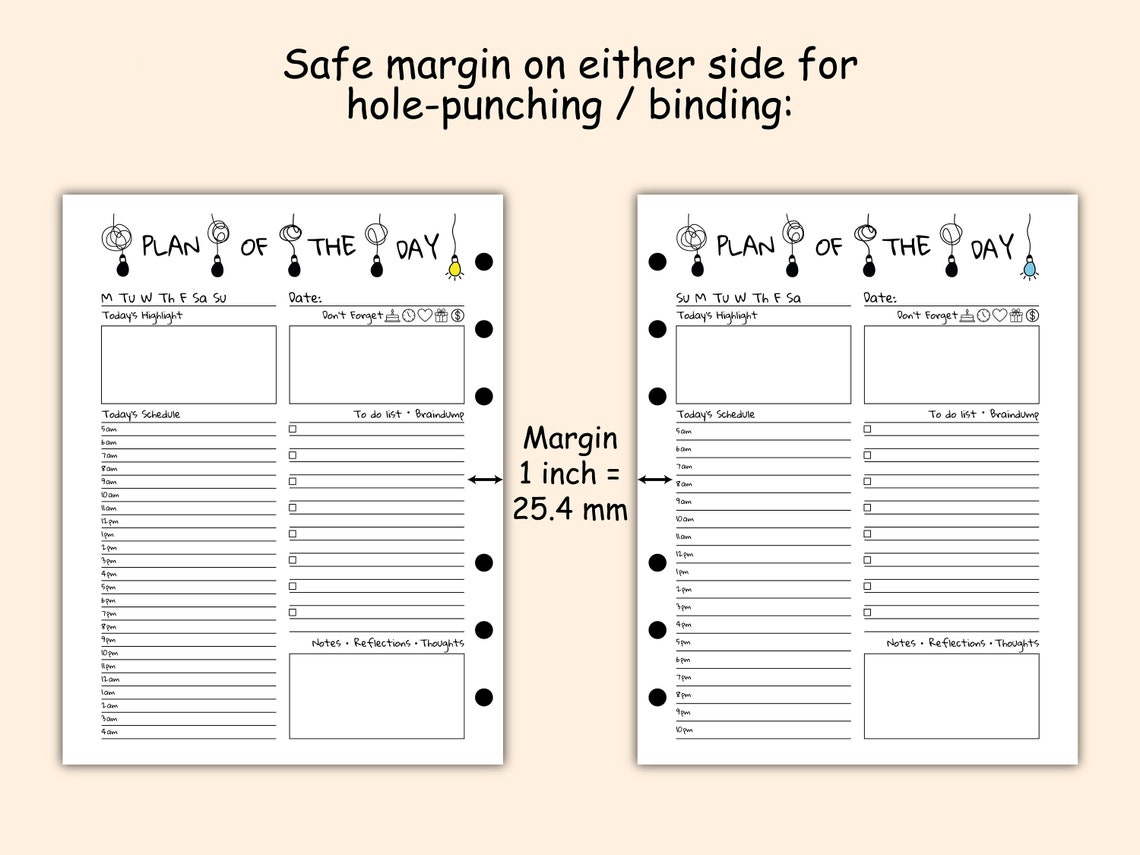 5AM Daily Planner Printable US Letter Hourly Printable - Etsy