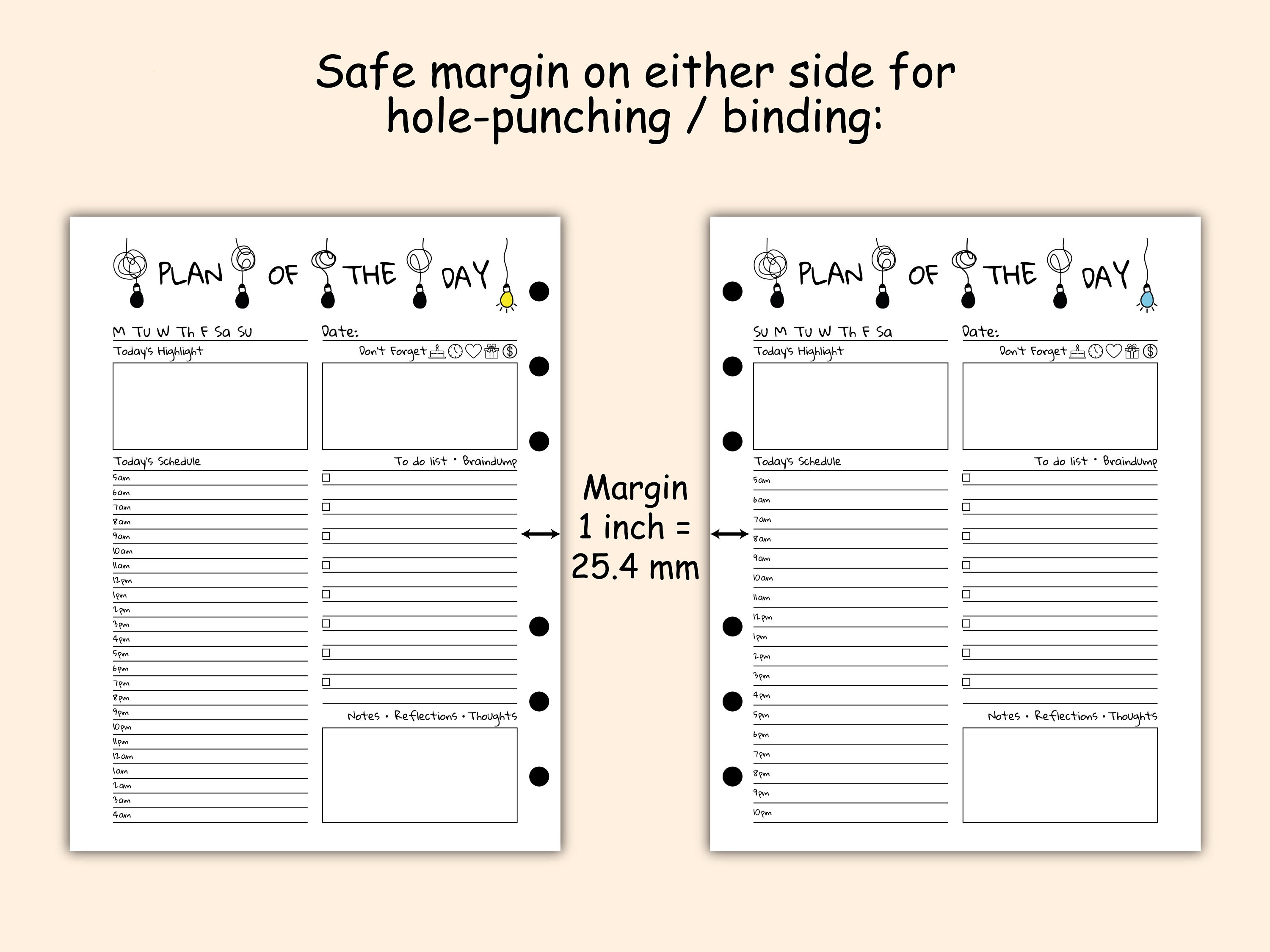 5AM Daily Planner Printable US Letter Hourly Printable - Etsy