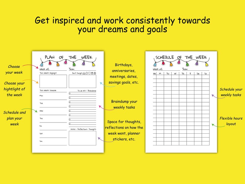 Weekly WFH Planner & Schedule Printable A4 ' Remote Worker Undated Week ...