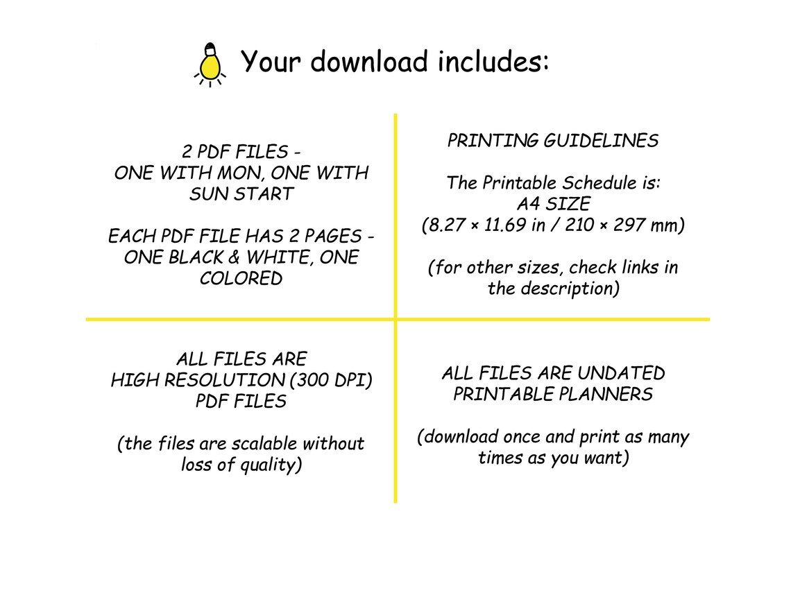 Hourly Weekly Schedule Printable A4 Undated Overview - Etsy
