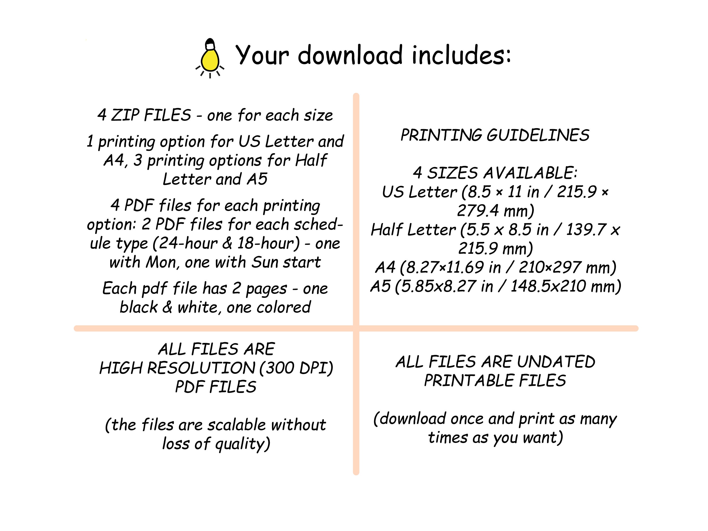 6AM Squad Weekly Schedule Printable A4 A5 Letter Half, Undated Week, 24 ...