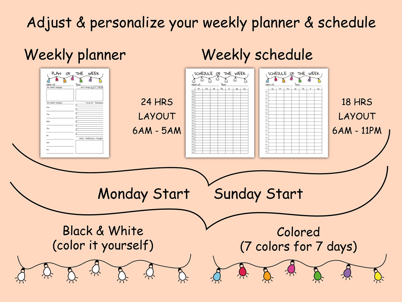 Weekly 6AM Squad Planner & Schedule Prints A4 A5 Letter Half ' Undated ...