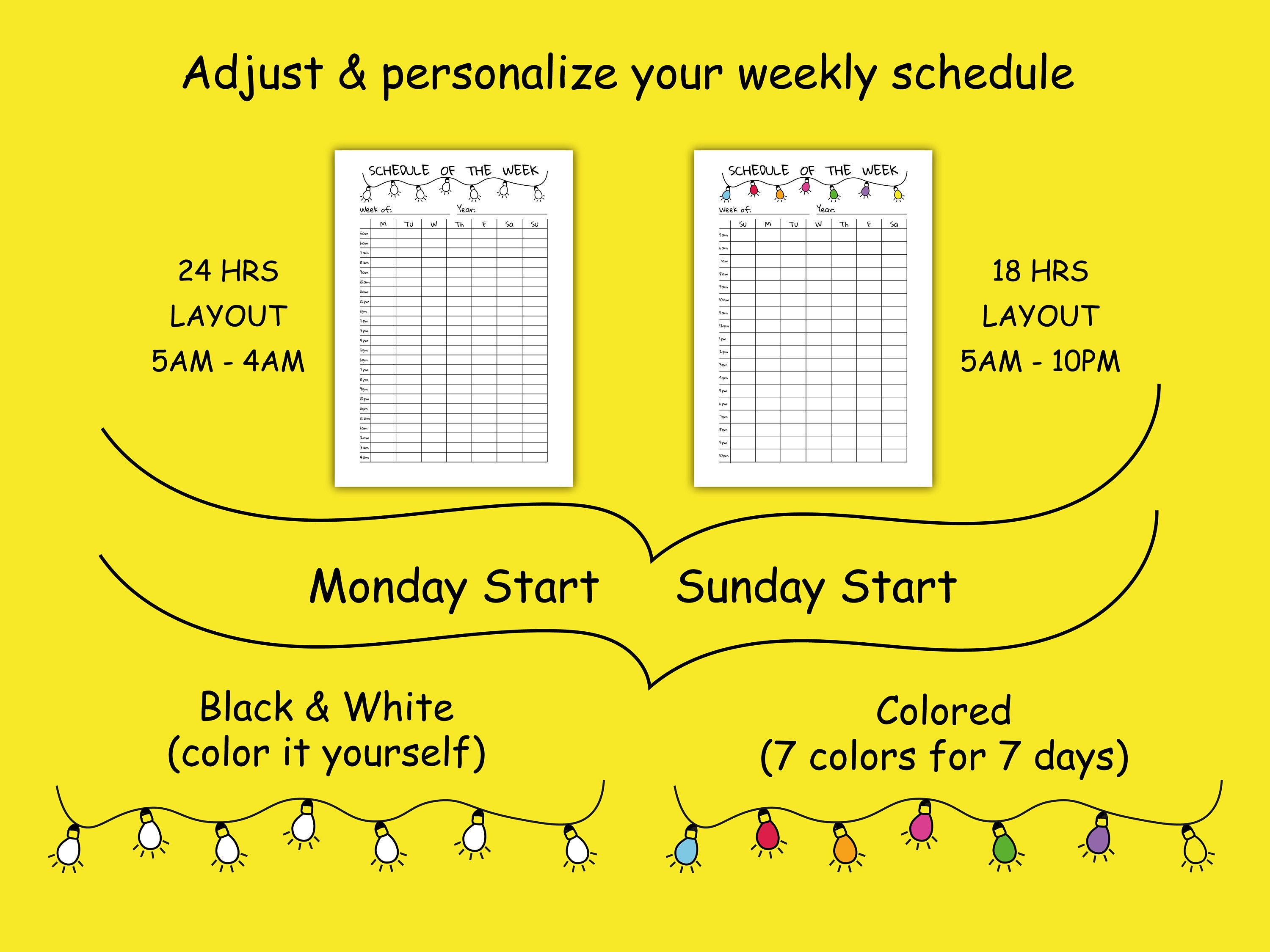 5AM Weekly Schedule Printable A4 Undated Overview Template - Etsy