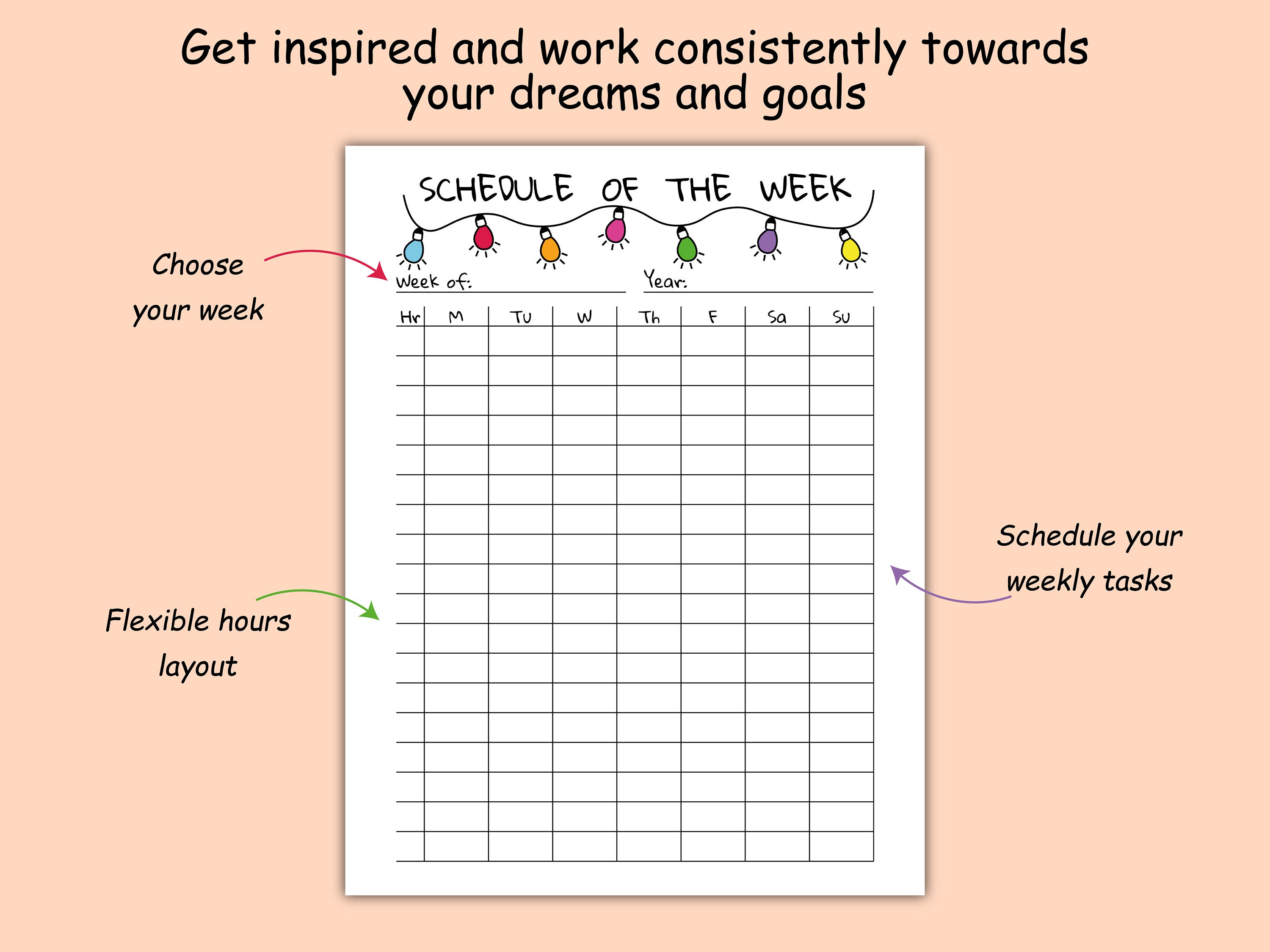 WFH Weekly Schedule Printable A4 A5 Letter Half Working - Etsy