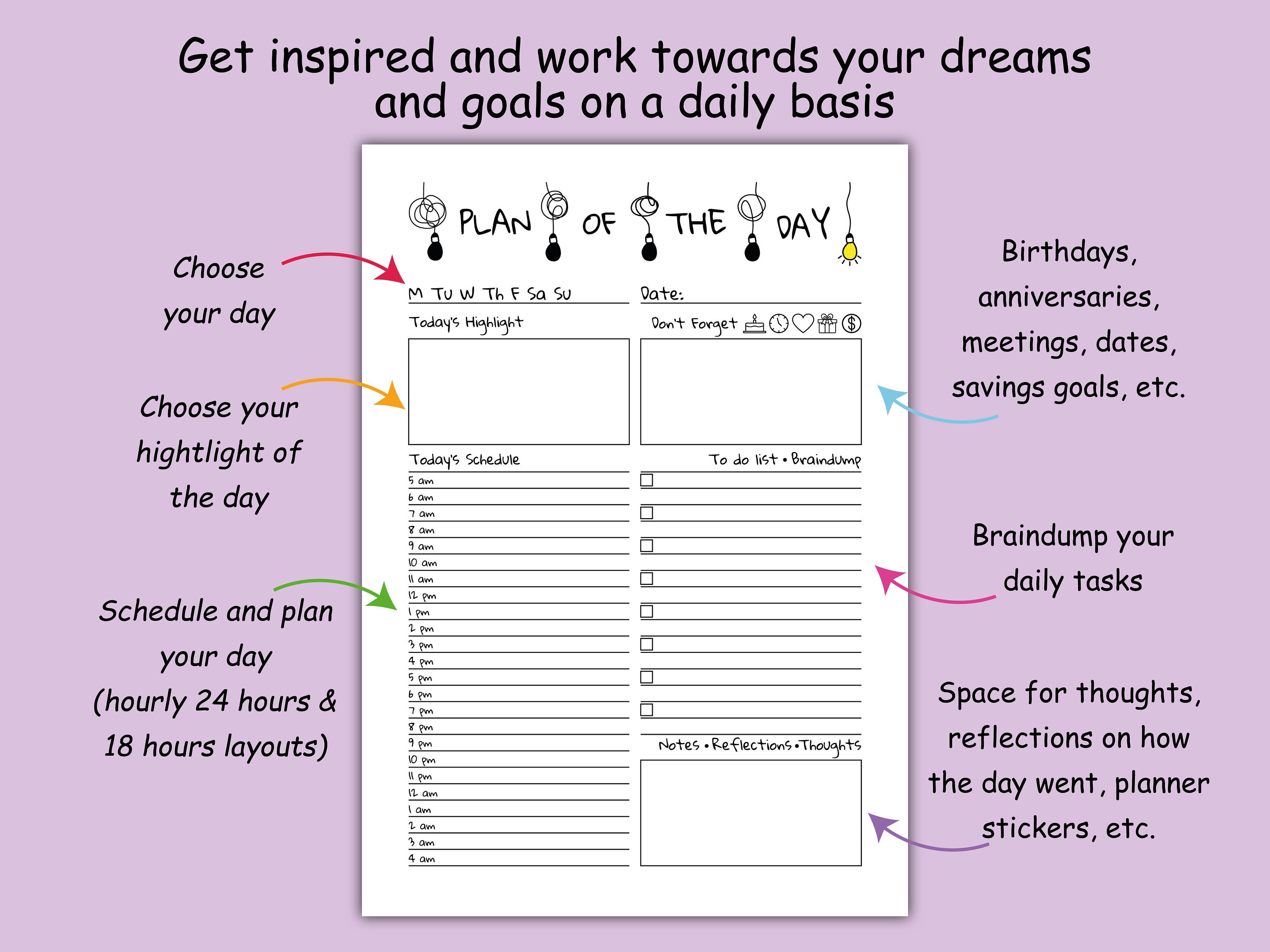 5AM Daily Planner Printable A5, Hourly Undated Tabs, A5 6 Ring Planner ...