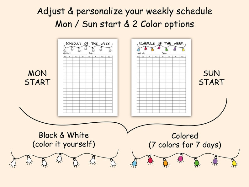 WFH Weekly Schedule US Letter Print, Working Remote Week, Undated ...