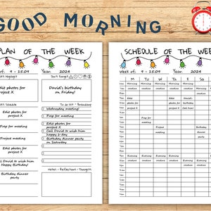 Weekly 6AM Squad Planner & Schedule Prints A4 A5 Letter Half ' Undated ...