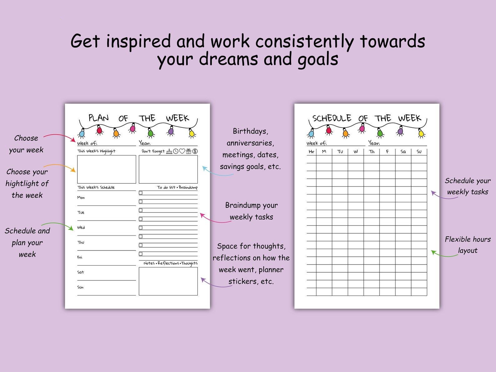 Weekly WFH Planner & Schedule Printable A5 ' Remote Worker Undated ...