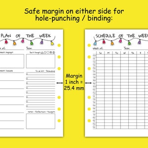 Hourly Weekly Planner & Schedule Printable A4 ' Undated Tabs ' Visual ...