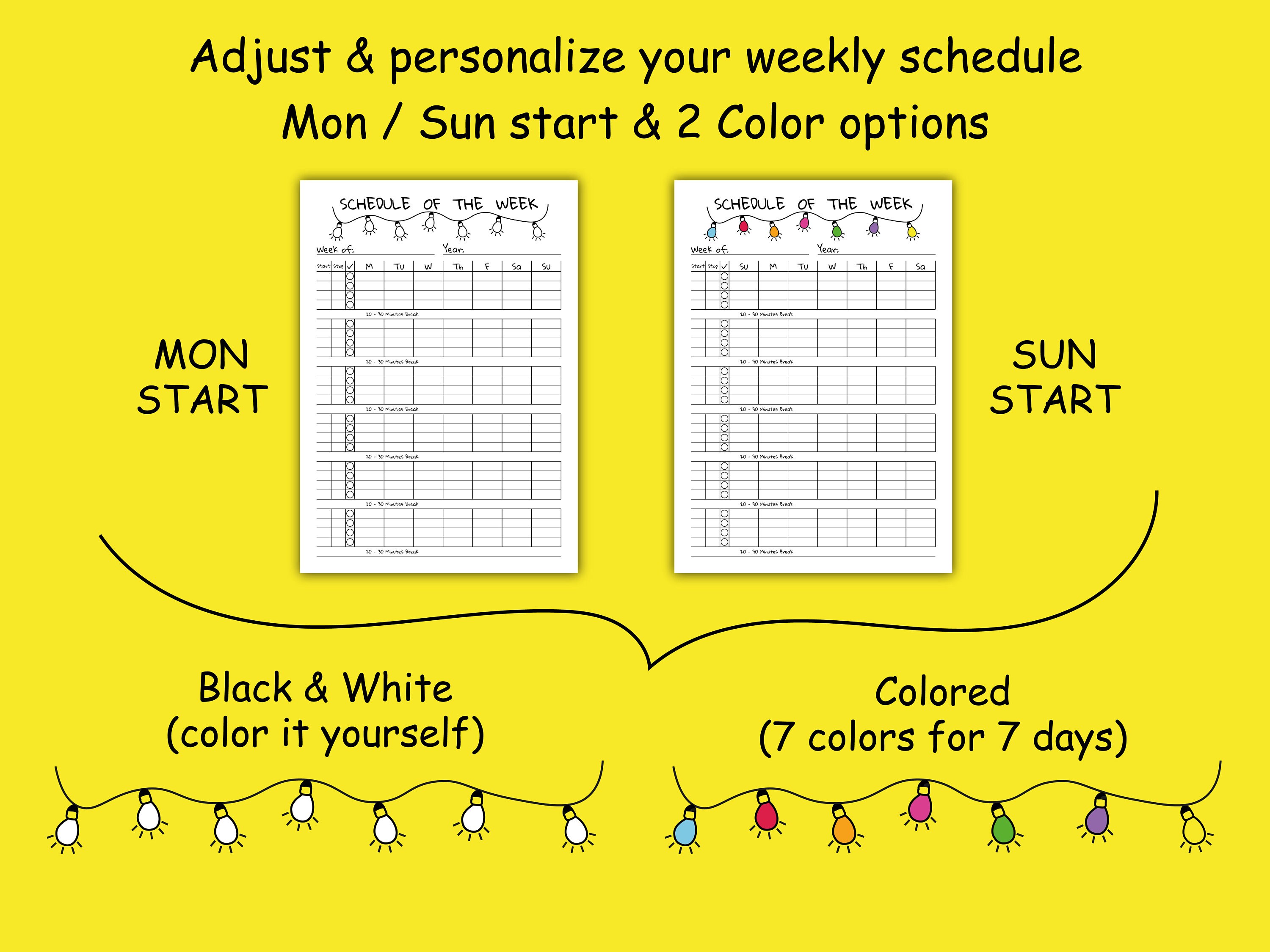 Pomodoro Printable Weekly Schedule A4, Visual Schedule Pomodoro ...