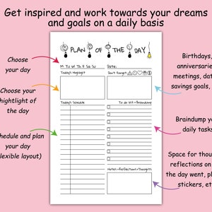 WFH Planner Daily Printable Half Letter - Visual Schedule Inserts - 6 ...