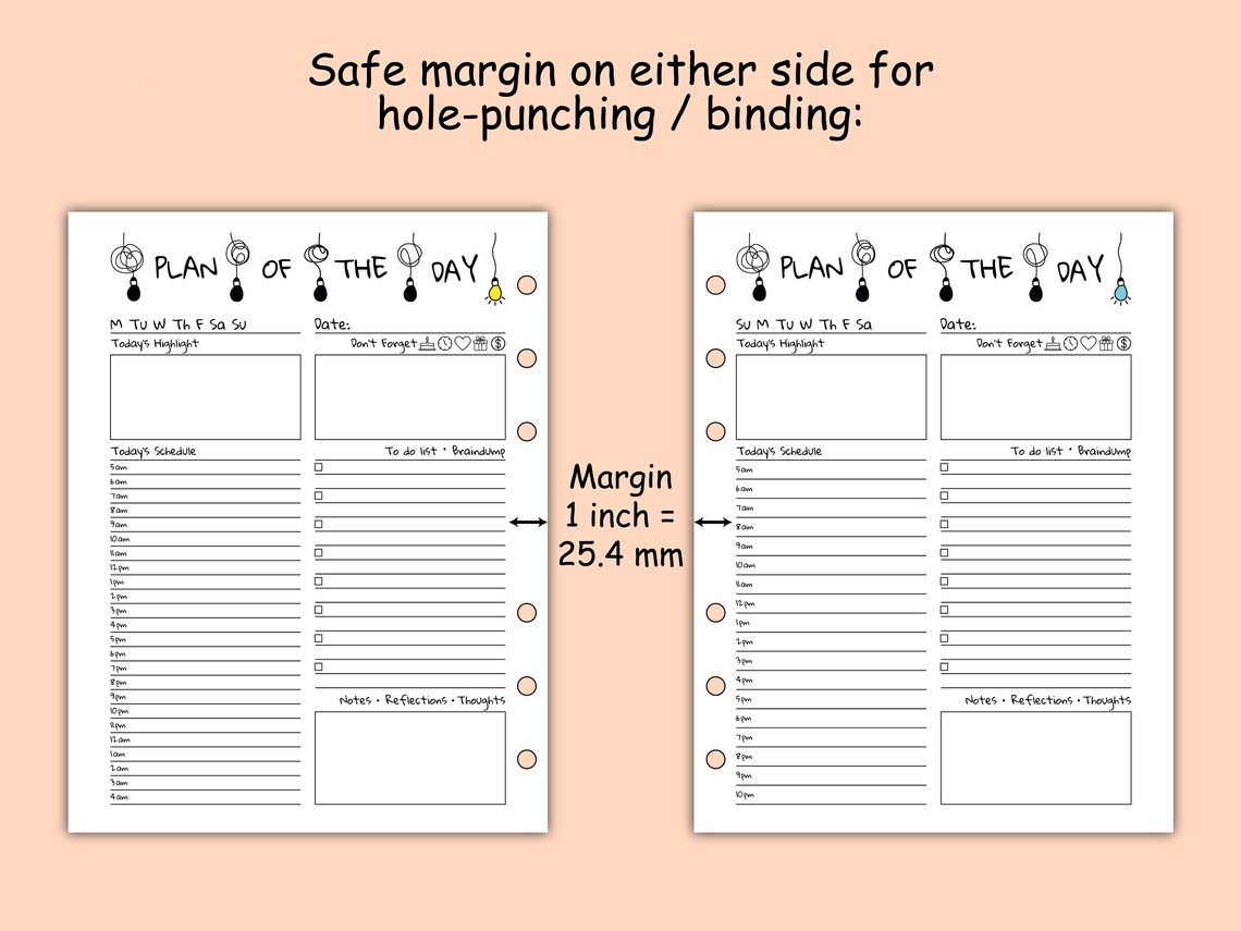 5AM Daily Planner Printable A4 A5 Letter Half, Hourly Tabs, 6 Ring ...