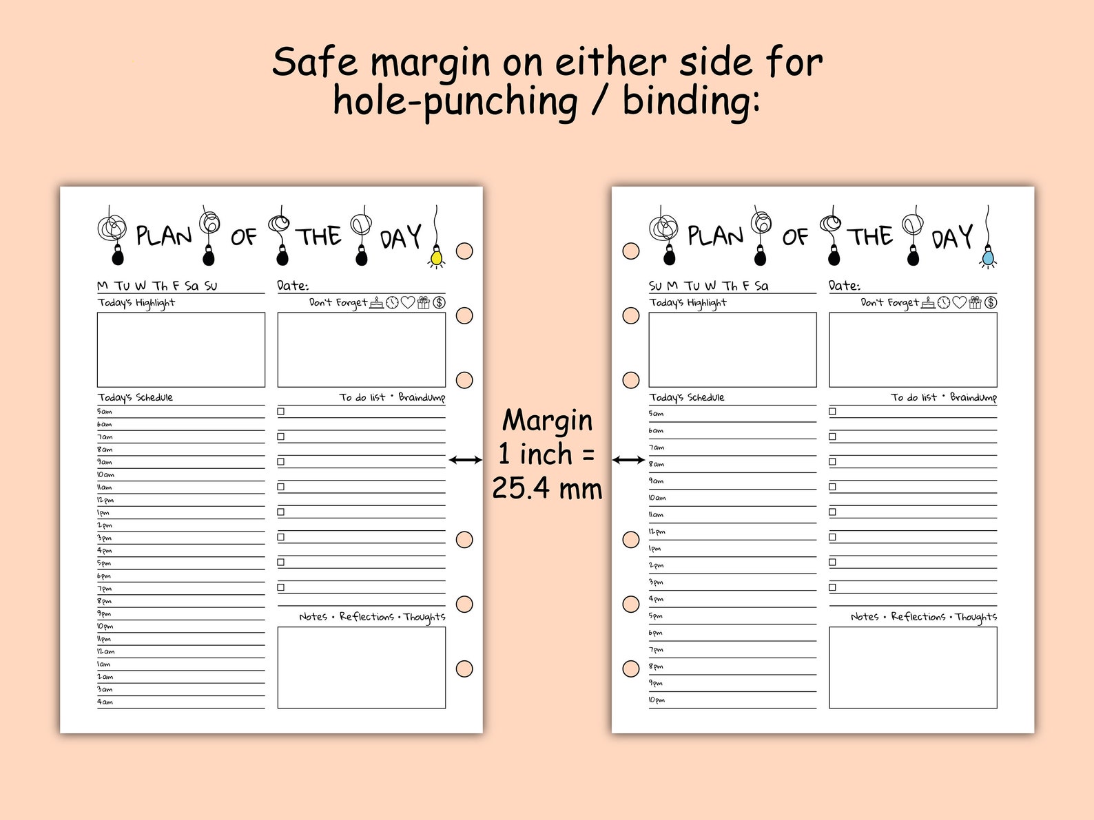 5AM Daily Planner Printable A4 A5 Letter Half, Hourly Tabs, 6 Ring ...