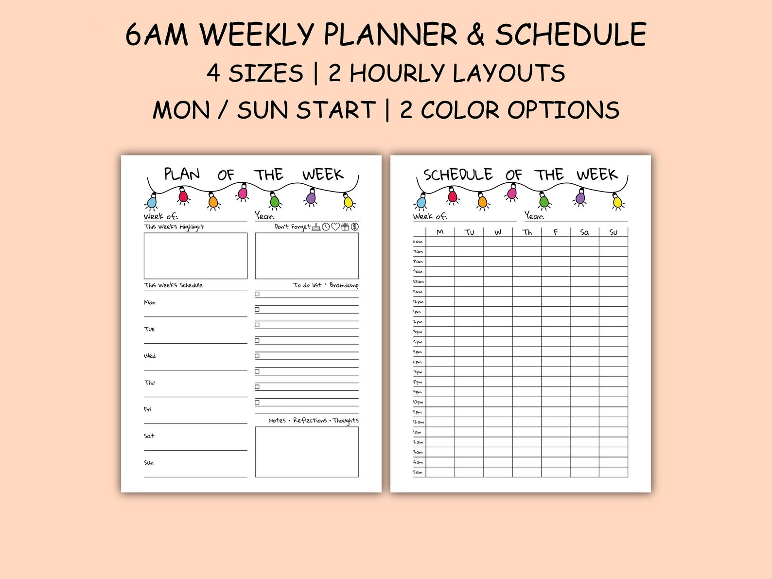 Weekly 6AM Squad Planner & Schedule Prints A4 A5 Letter Half ' Undated ...