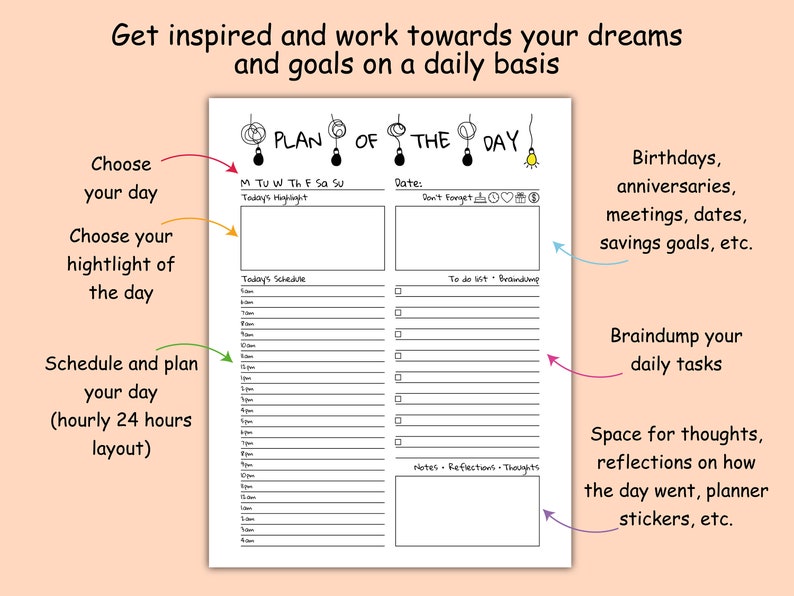 5AM Daily Planner Printable A4 A5 Letter Half, Hourly Tabs, 6 Ring ...