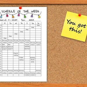 Hourly Weekly Schedule Printable A4, Undated 24 Hour Template, Visual ...