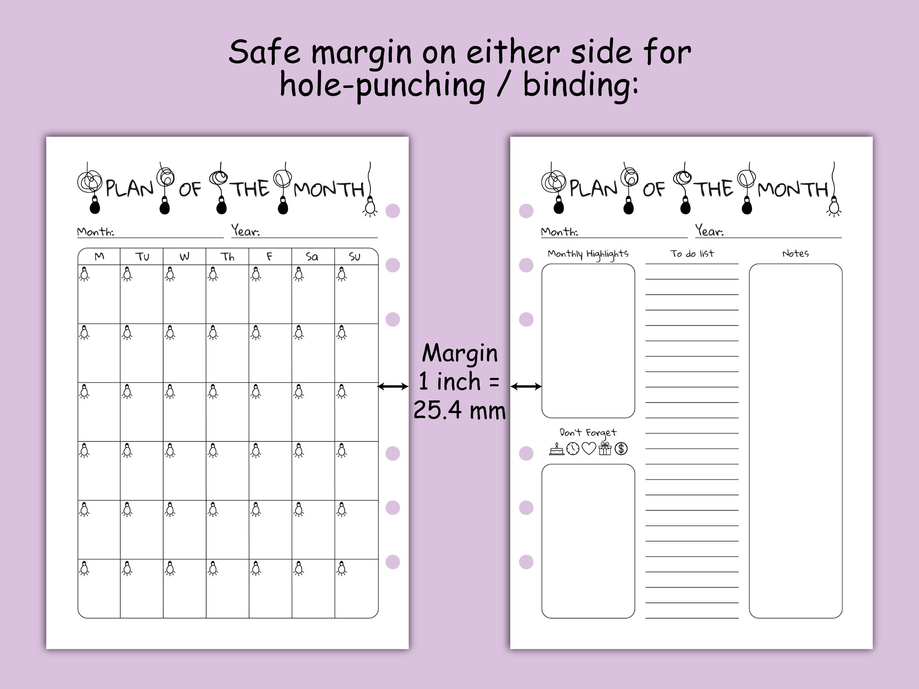 Monthly Planner Printable A5, Undated Overview Month, Visual to Do List ...
