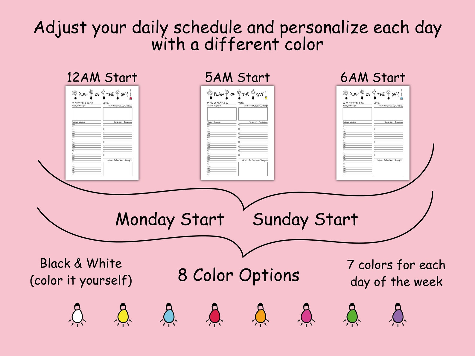 24 Hours Daily Planner Printable ' Hourly Half Letter ' AM PM Planner ...