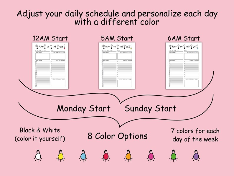24 Hours Daily Planner Printable ' Hourly Half Letter ' AM PM Planner ...