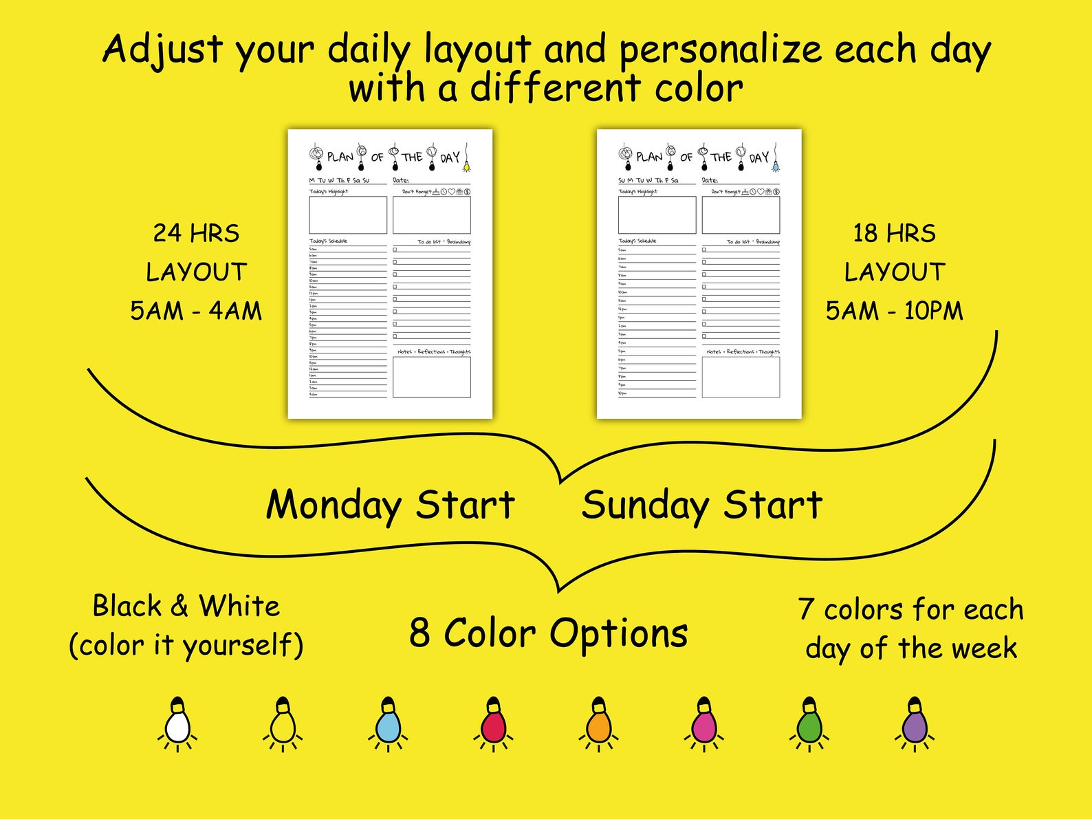 5AM Daily Planner Printable A4, Hourly Printable Planner Tabs, Six Ring ...