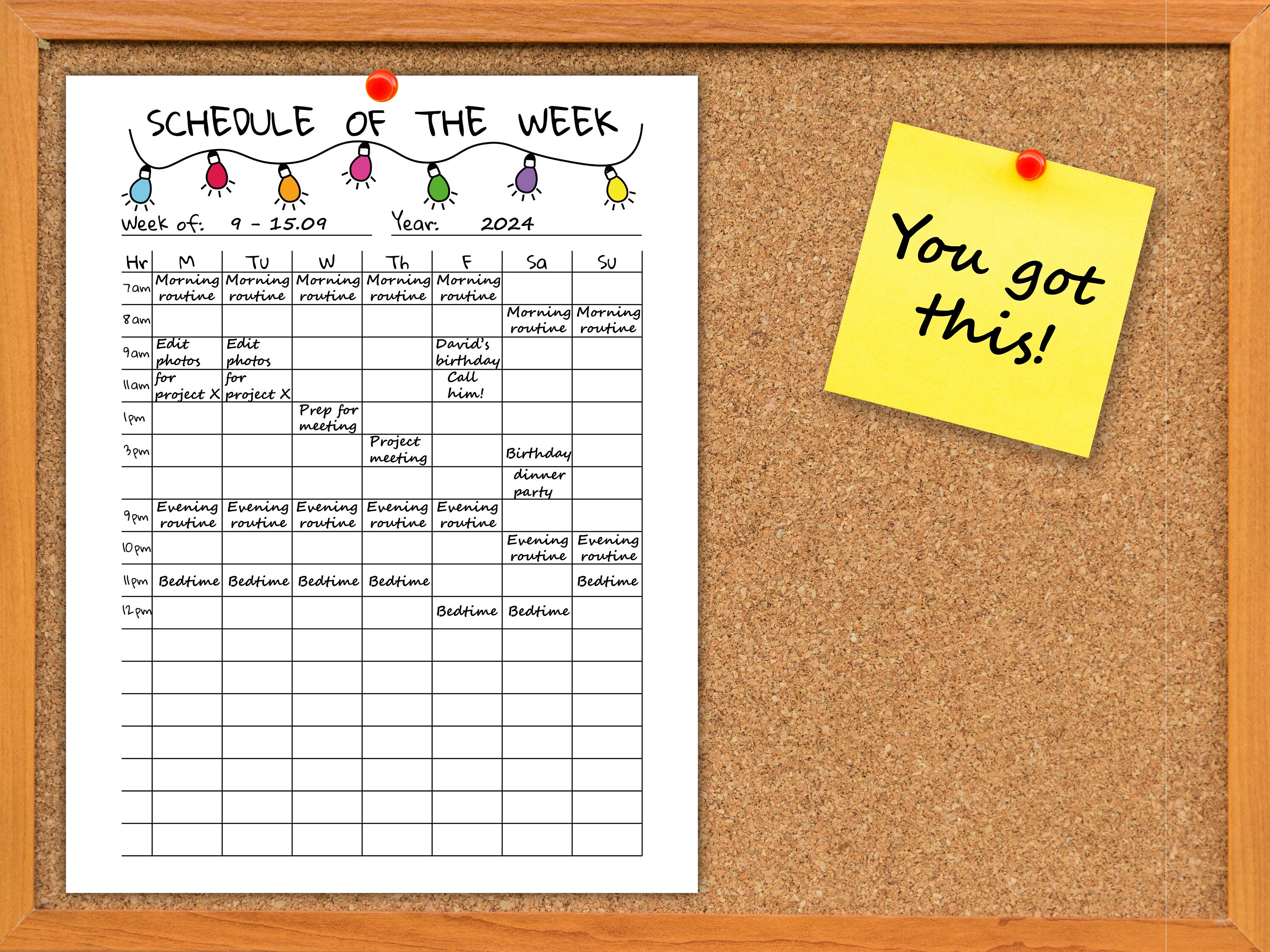 WFH Weekly Schedule Printable A4 A5 Letter Half Working - Etsy
