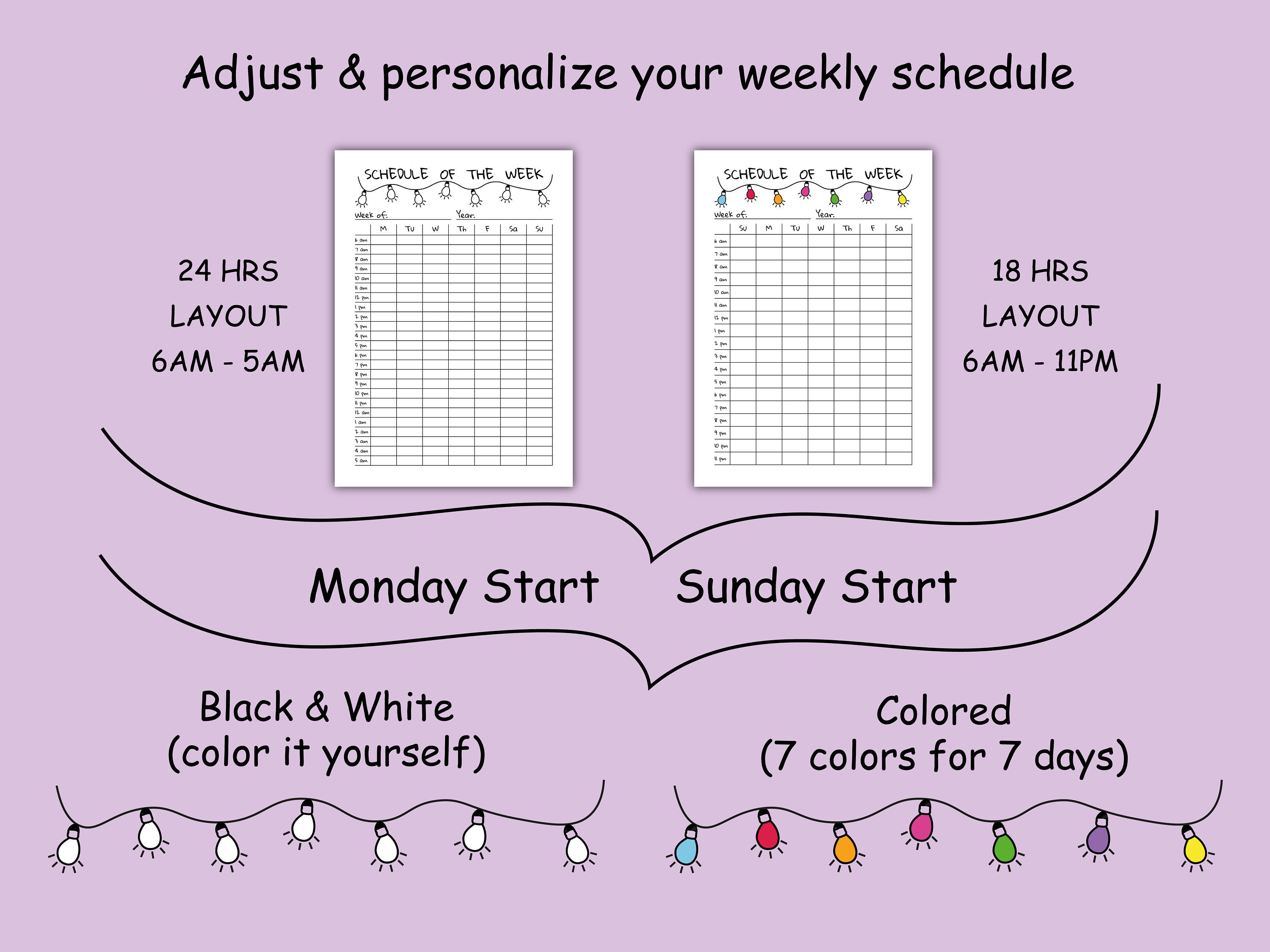 6AM Squad Weekly Schedule Printable A5, Undated Overview Template, A5 6 ...