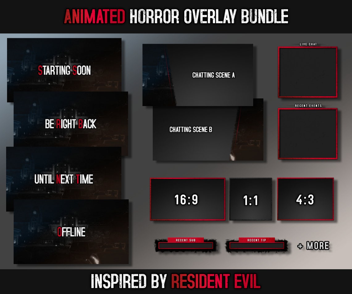 Resident Evil Inspired Animated Horror Twitch Stream Overlay Package - Etsy