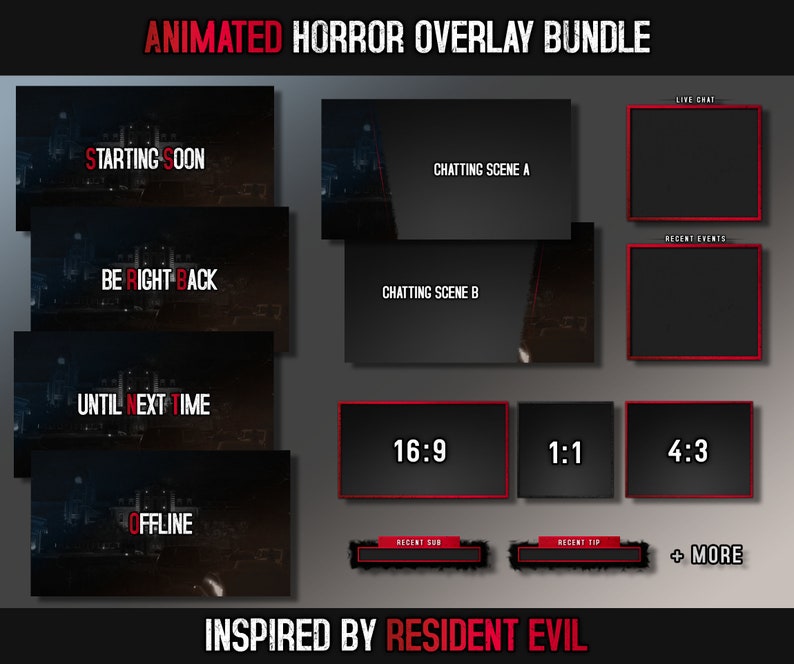 Resident Evil Inspired Animated Horror Twitch Stream Overlay Package - Etsy