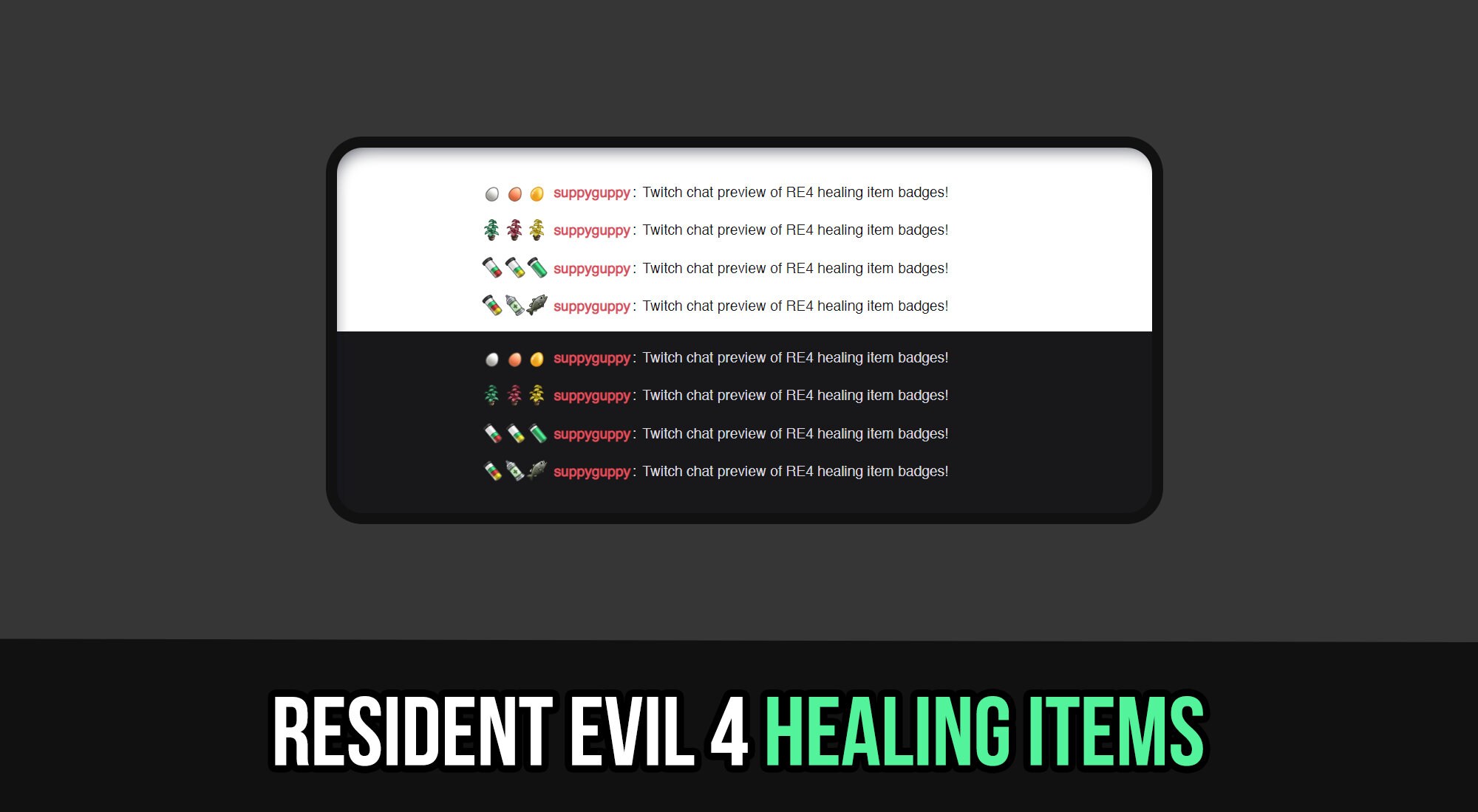 Resident Evil 4 Healing Items Twitch Sub Bit Badges, Channel Point ...
