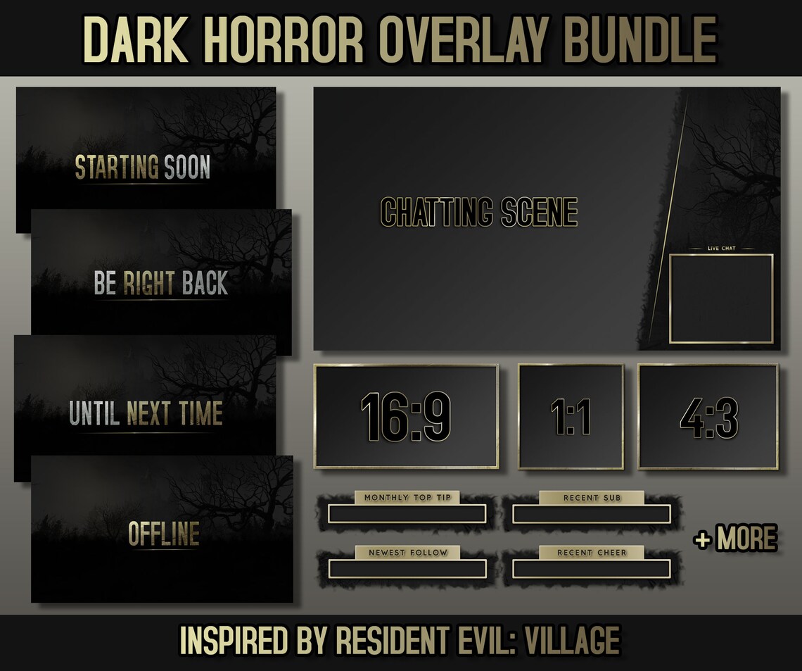 Dark Horror Twitch Stream Overlay Package Inspired by Resident Evil ...