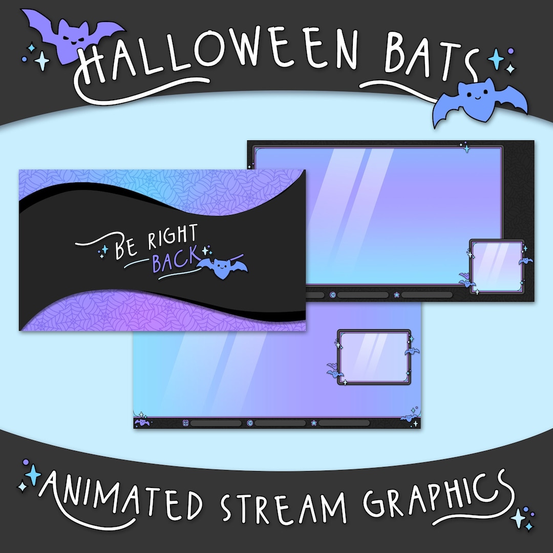 Cute Halloween Bats Animated Twitch Stream Overlay Bundle - Etsy