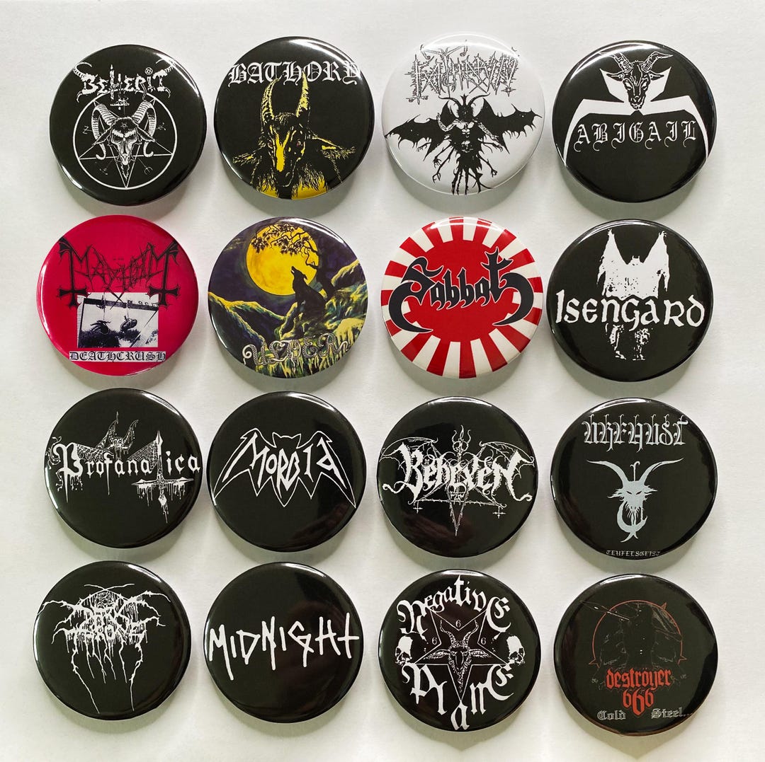 Black Metal Pin Button Badges: Mayhem, Morbid, Sabbat, Midnight (44mm ...