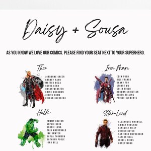 Superhero Comic Seating Plan, Marvel, Avengers Spider-man, Iron Man ...